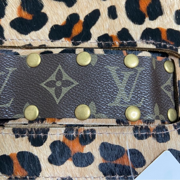 Bags | Upcycled Authentic Louis Vuitton Leopard Print Fringe Leather ...